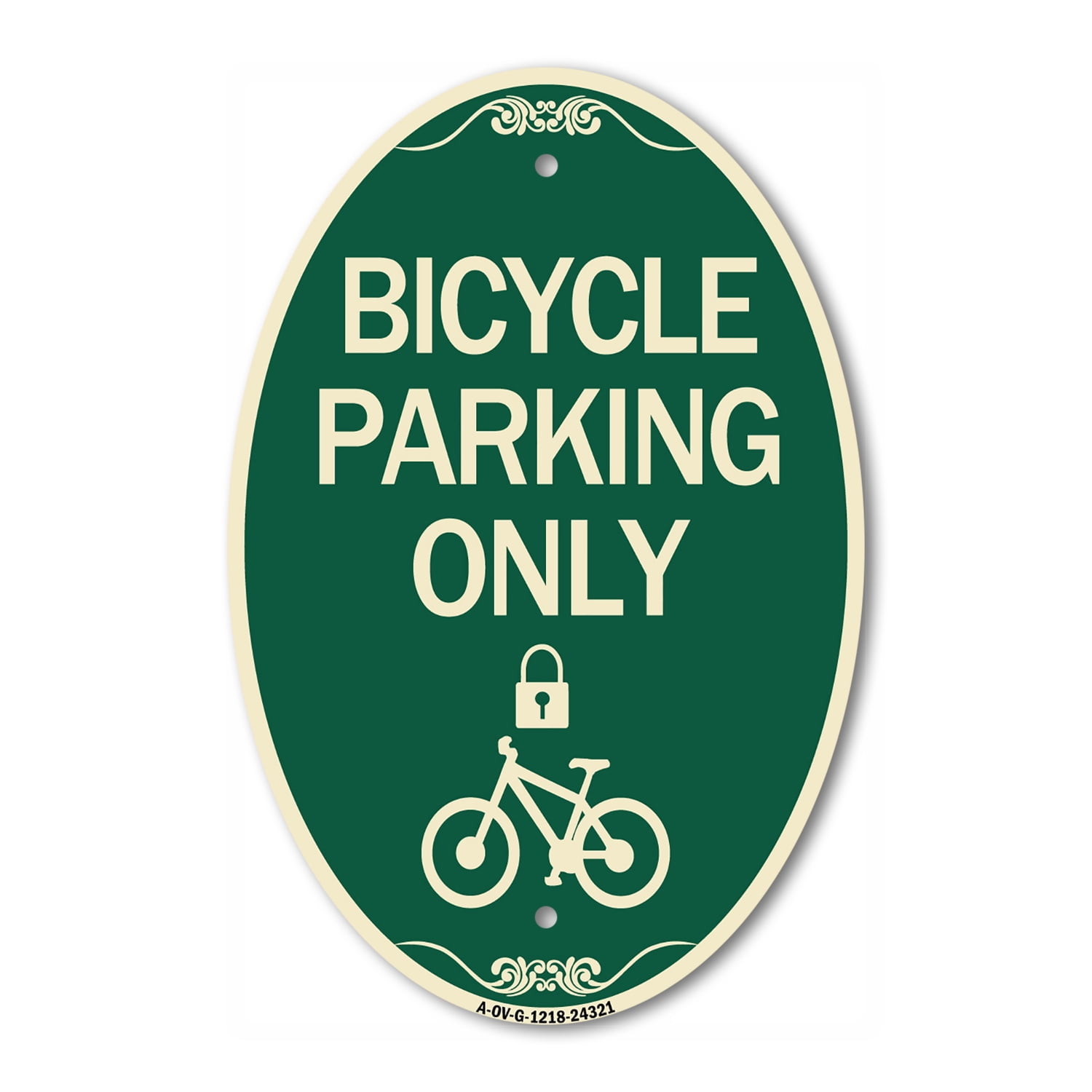 SignMission Designer Oval Series Sign - Bicycle Parking Only (With ...