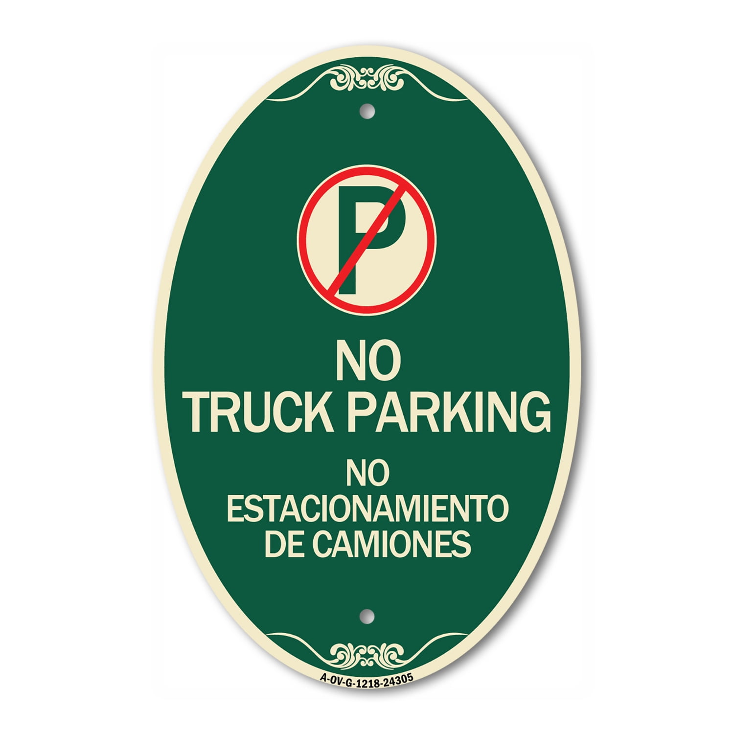 SignMission Designer Oval Series Sign - Bilingual No Parking Sign No ...