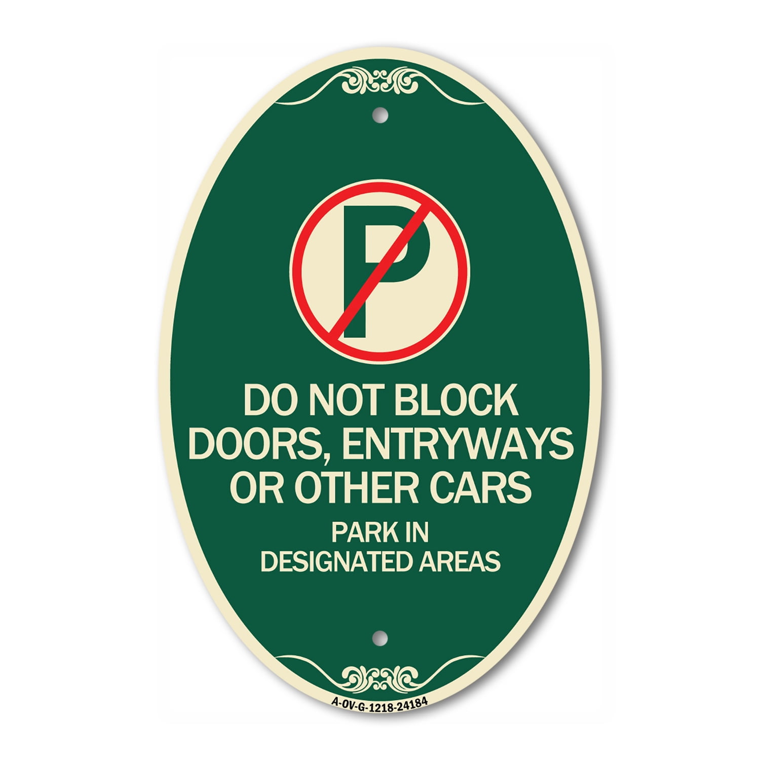SignMission Designer Oval Series Sign - Do Not Block Doors Enter Ways ...