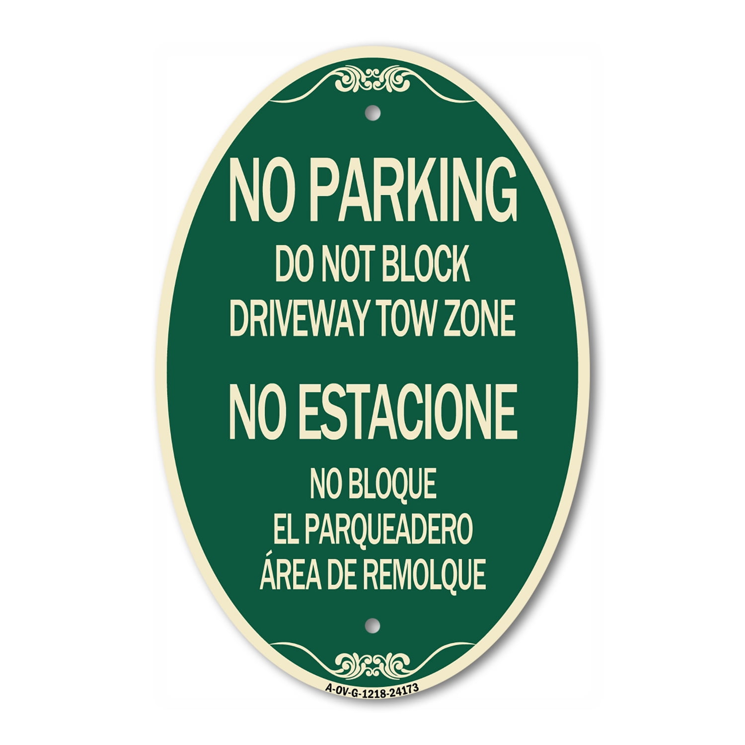 SignMission Designer Oval Series Sign - Do Not Block Driveway Tow Zone ...