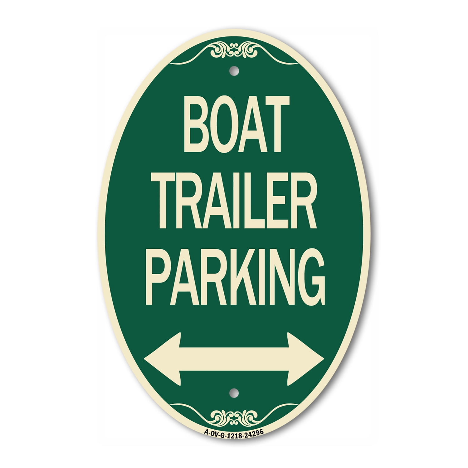 SignMission Designer Oval Series Sign - Boat Trailer Parking (With ...
