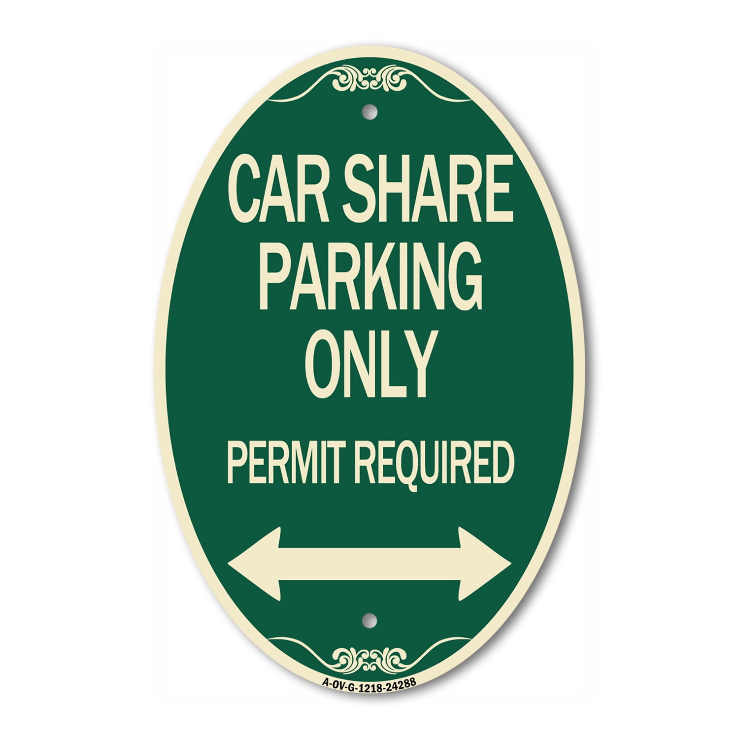 SignMission Designer Oval Series Sign - Car Share Parking Only Permit ...