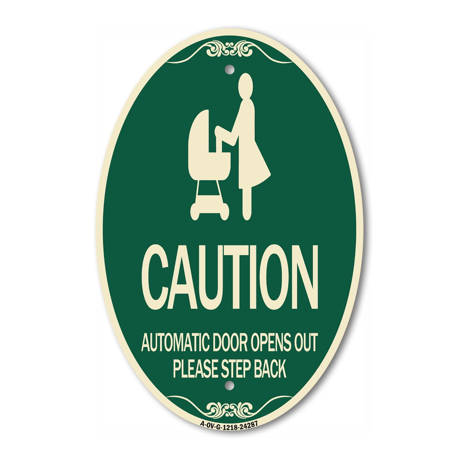 SignMission Designer Oval Series Sign - Caution - Automatic Door Opens ...