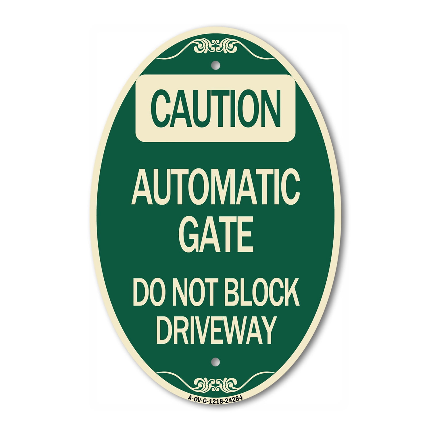 SignMission Designer Oval Series Sign - Caution Automatic Gate Do Not ...