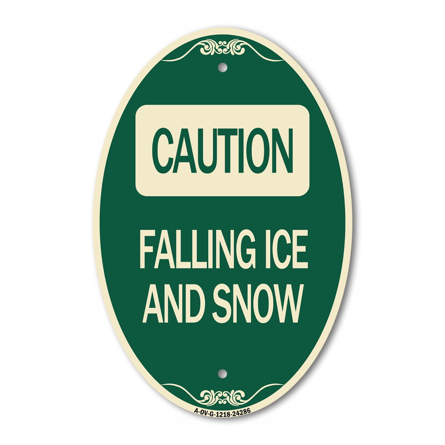 SignMission Designer Oval Series Sign - Caution - Falling Ice and Snow ...