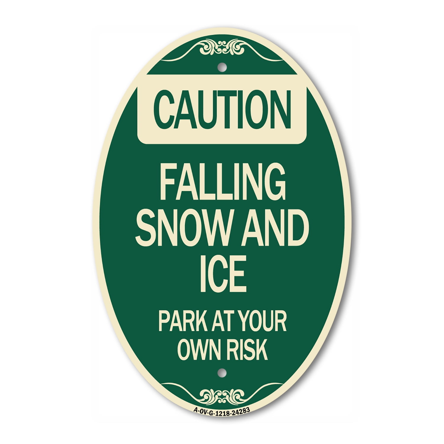 SignMission Designer Oval Series Sign - Caution Falling Snow and Ice ...