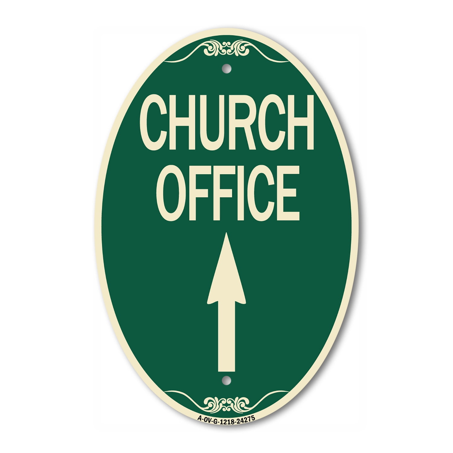 SignMission Designer Oval Series Sign - Church Office (With Up Arrow ...