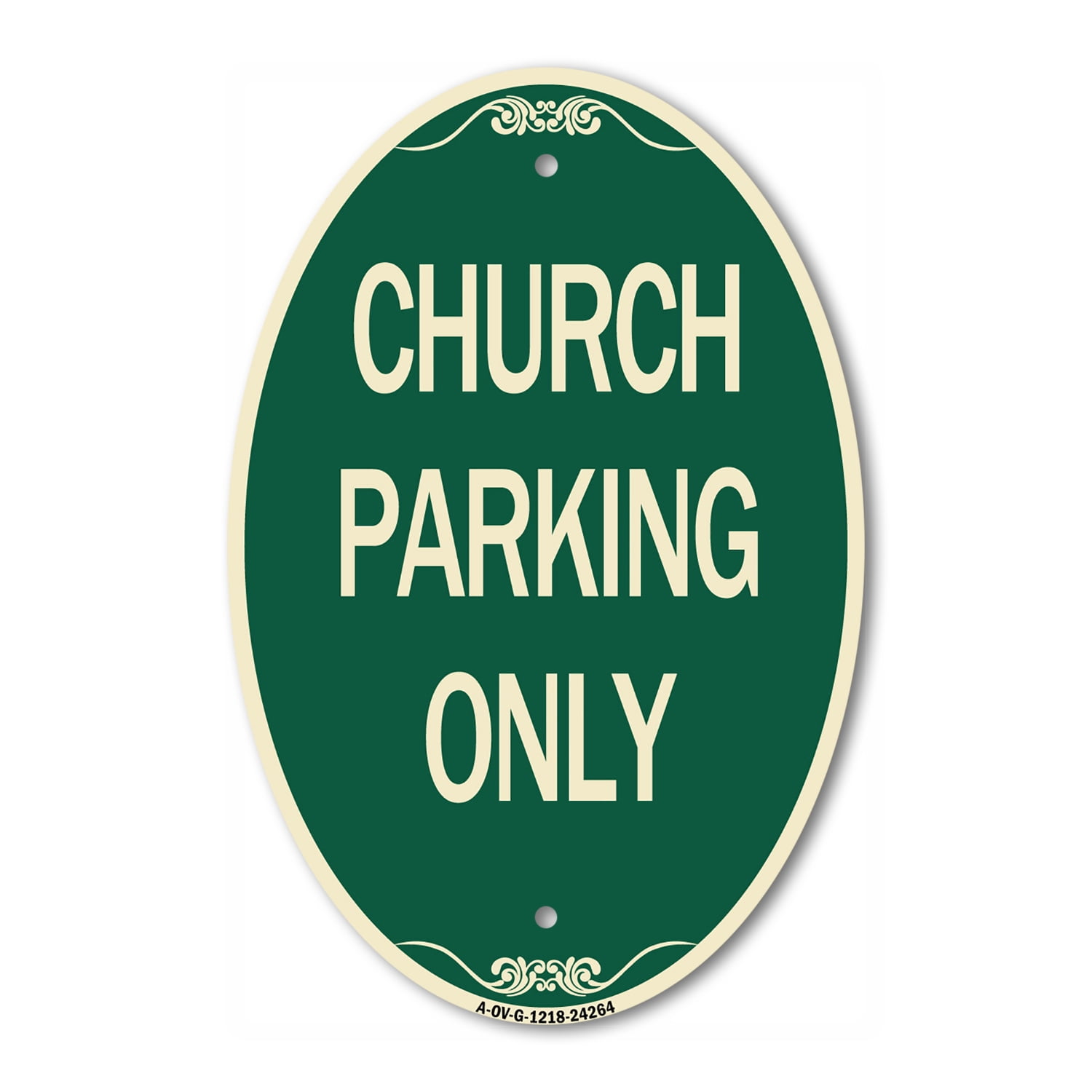 SignMission Designer Oval Series Sign - Church Parking Only | Green ...