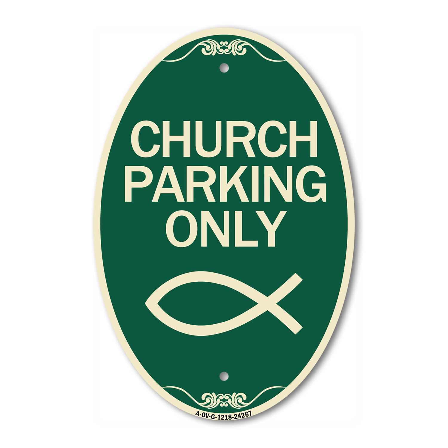 SignMission Designer Oval Series Sign - Church Parking Only (Symbol ...