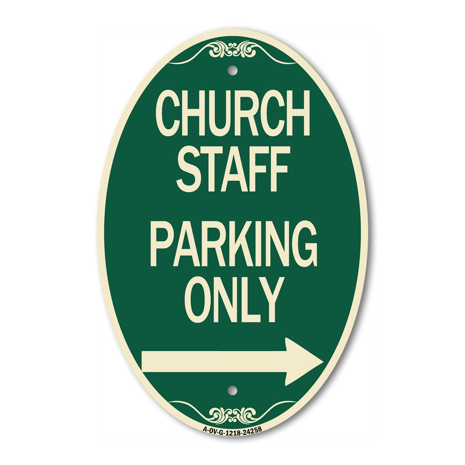 SignMission Designer Oval Series Sign - Church Staff Parking Only (With ...