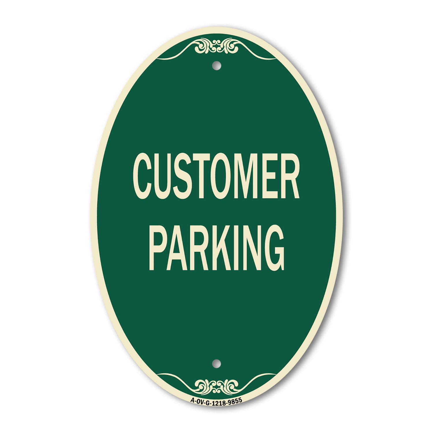 SignMission Designer Oval Series Sign - Customer Parking | Green & Tan ...