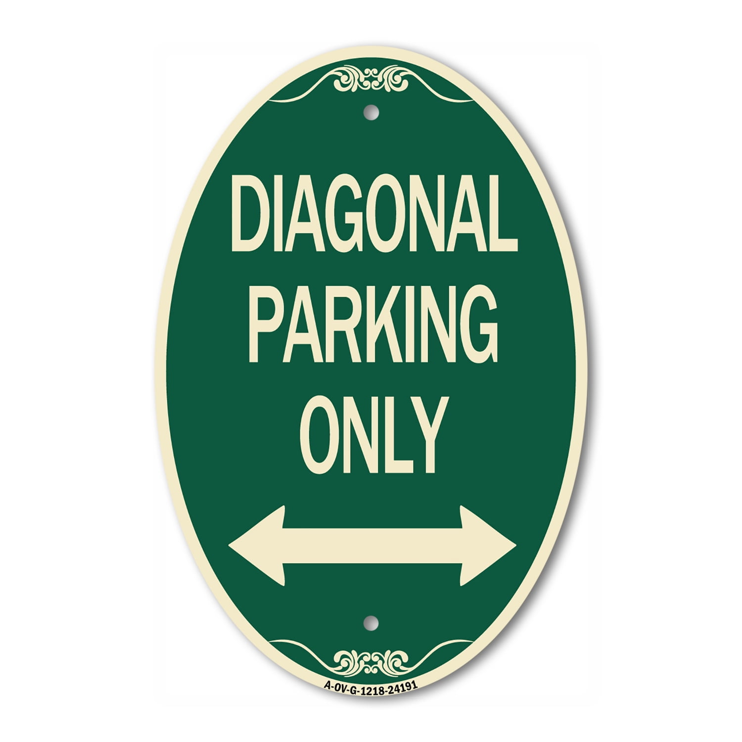 SignMission Designer Oval Series Sign - Diagonal Parking Only with ...