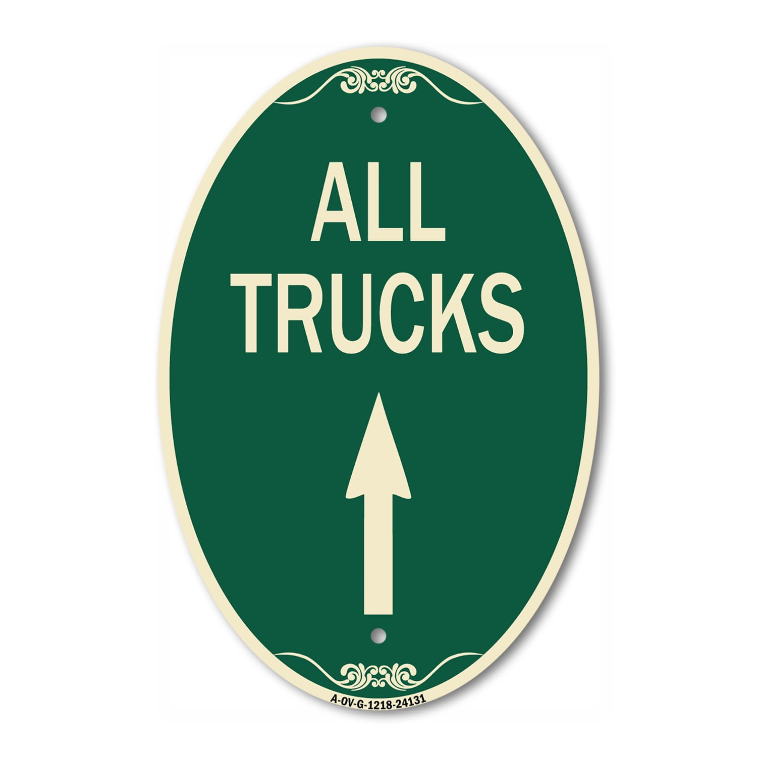 SignMission Designer Oval Series Sign - Driveway Sign All Trucks Move ...