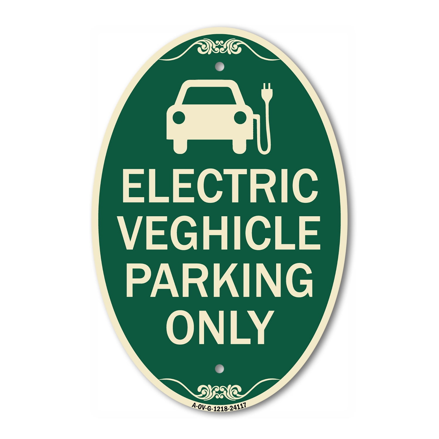 SignMission Designer Oval Series Sign - Electric Vehicle Parking Only ...