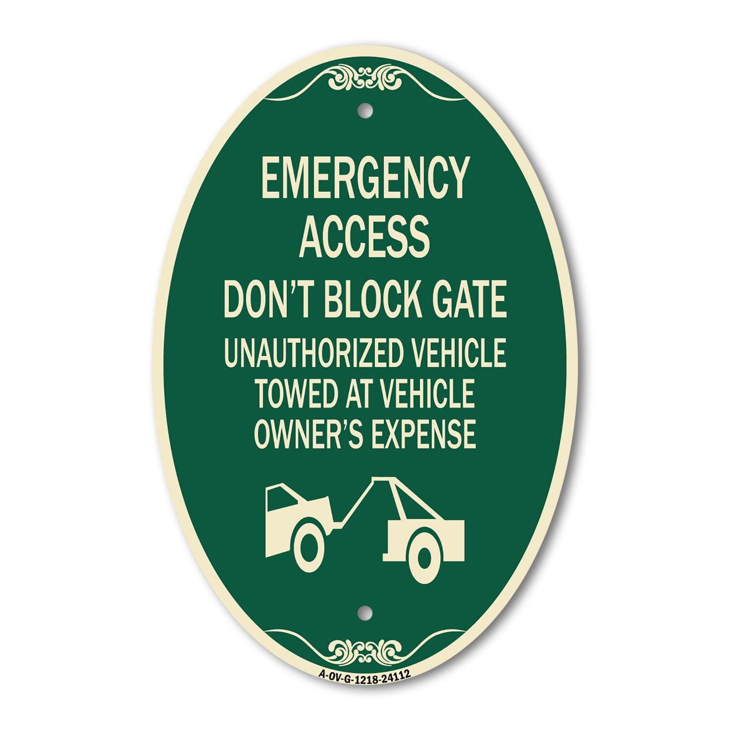SignMission Designer Oval Series Sign - Emergency Access Don't Block ...