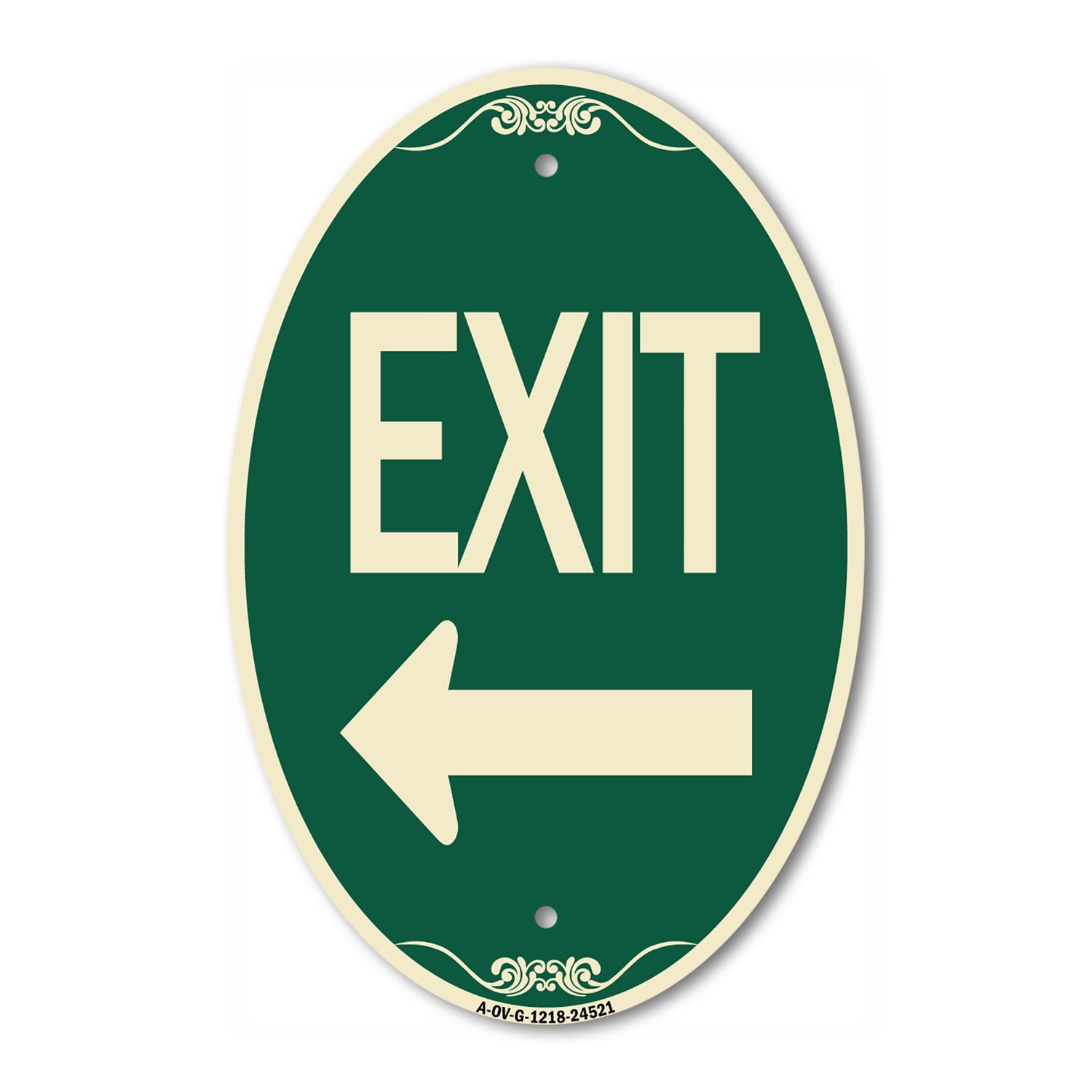SignMission Designer Oval Series Sign - Exit with Left Arrow | Green ...