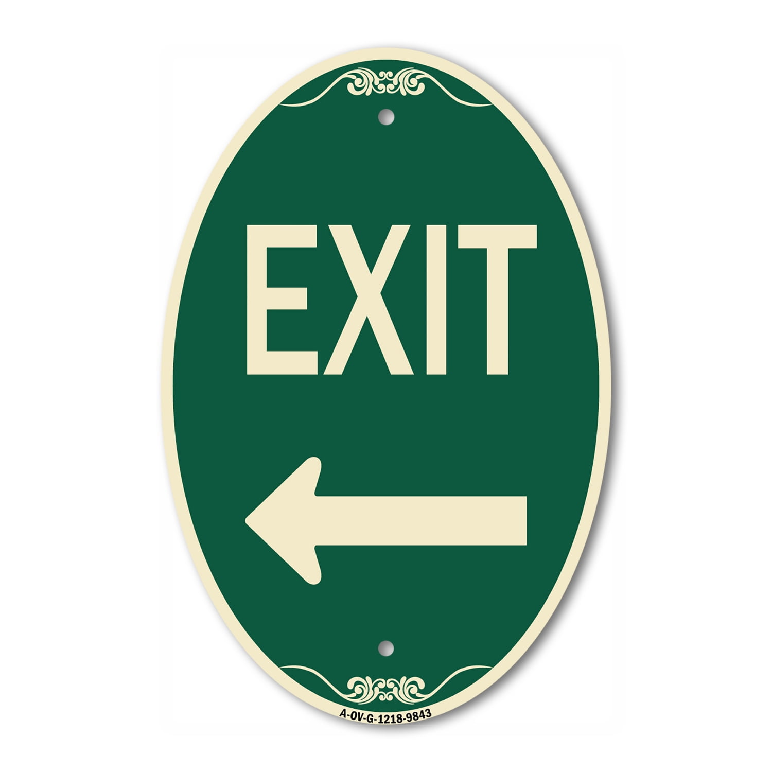 SignMission Designer Oval Series Sign - Exit With Left Arrow | Green ...