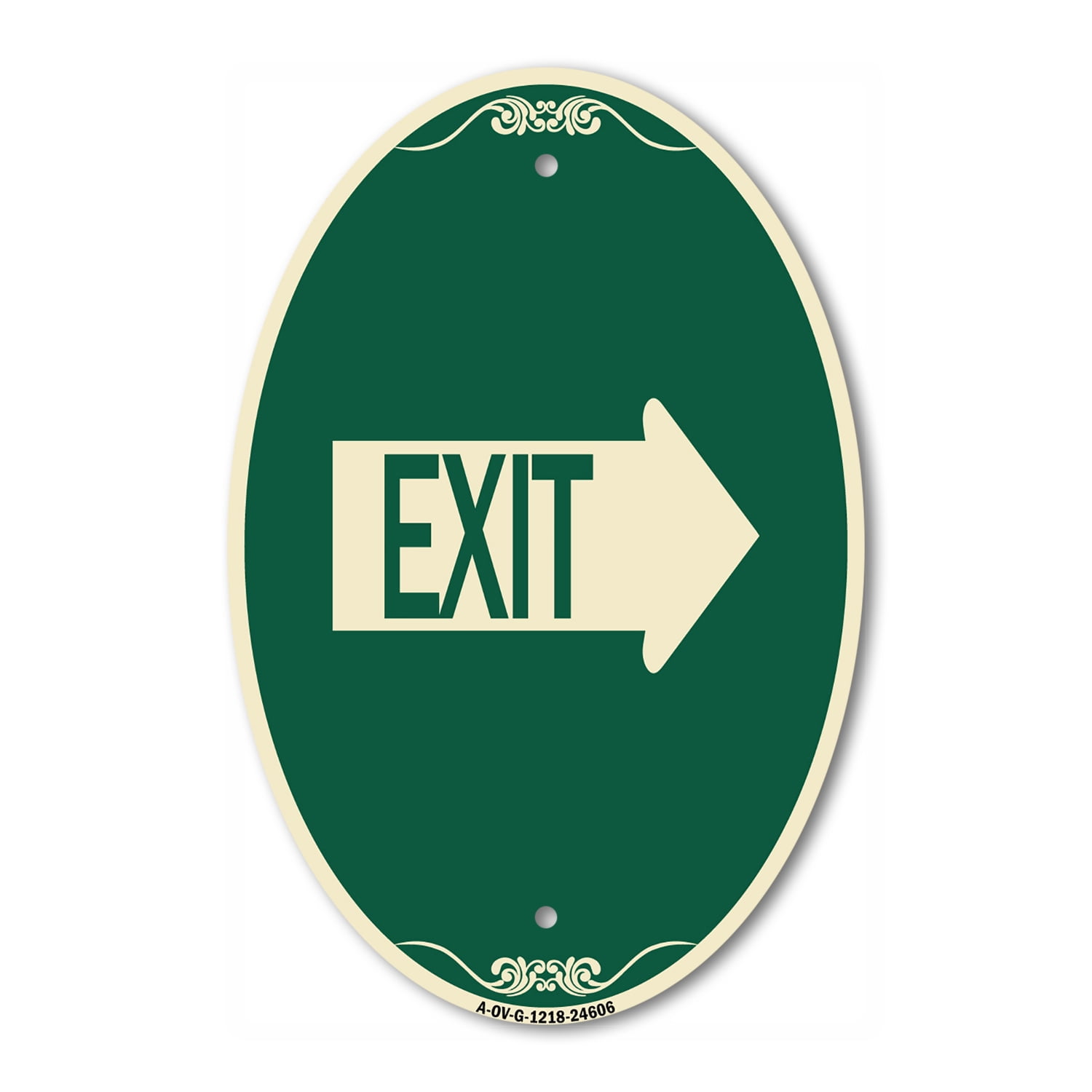 SignMission Designer Oval Series Sign - Exit (With Right Arrow) | Green ...