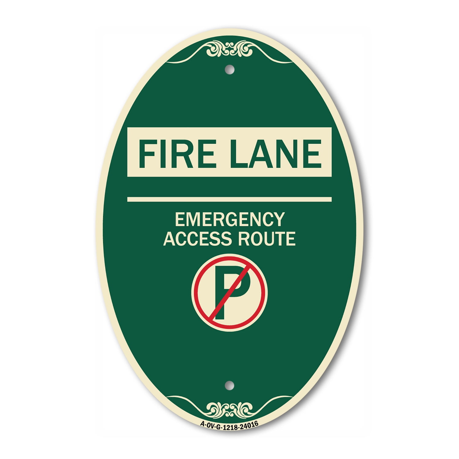 SignMission Designer Oval Series Sign - Fire Lane - Emergency Access ...