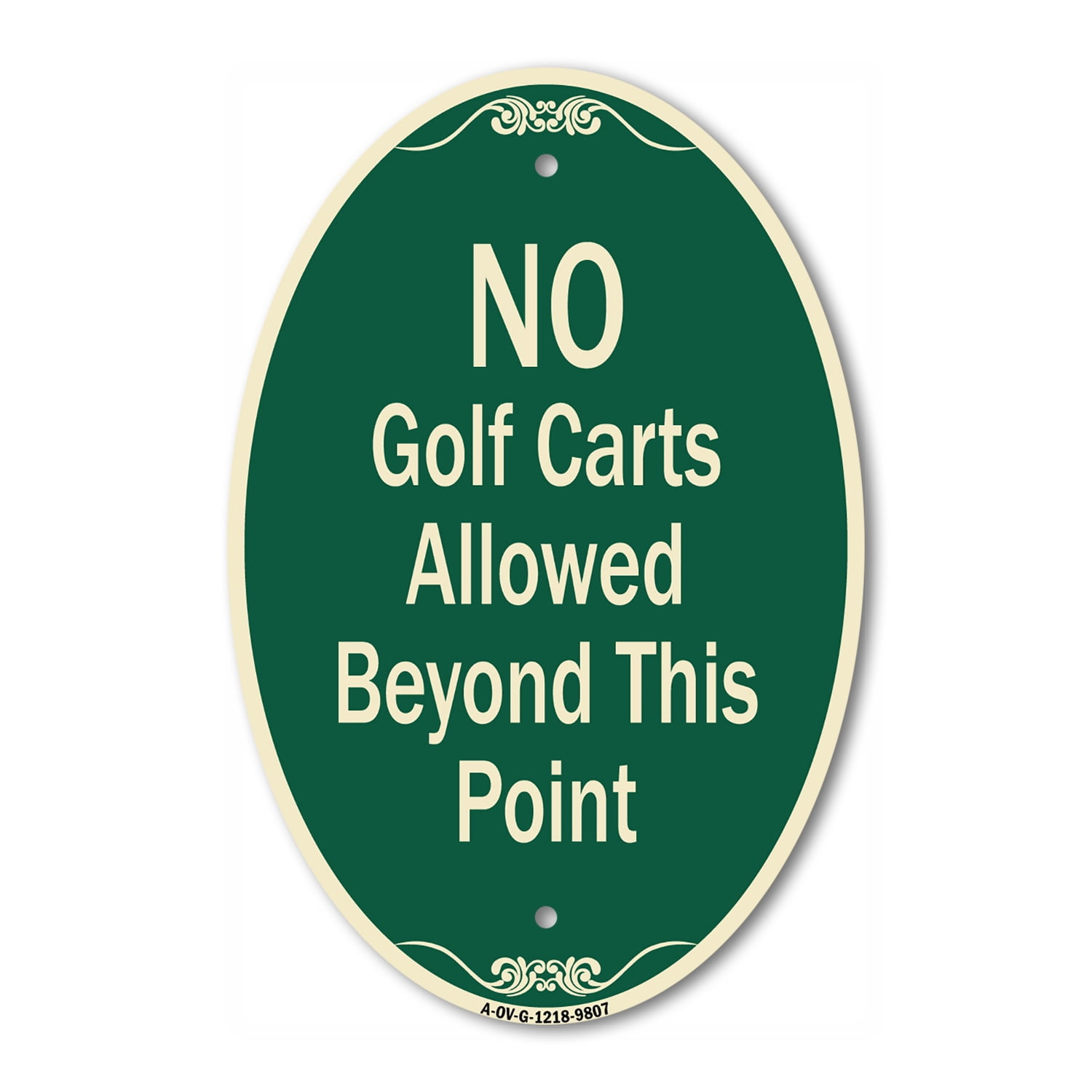 SignMission Designer Oval Series Sign - No Golf Carts Allowed | Green ...