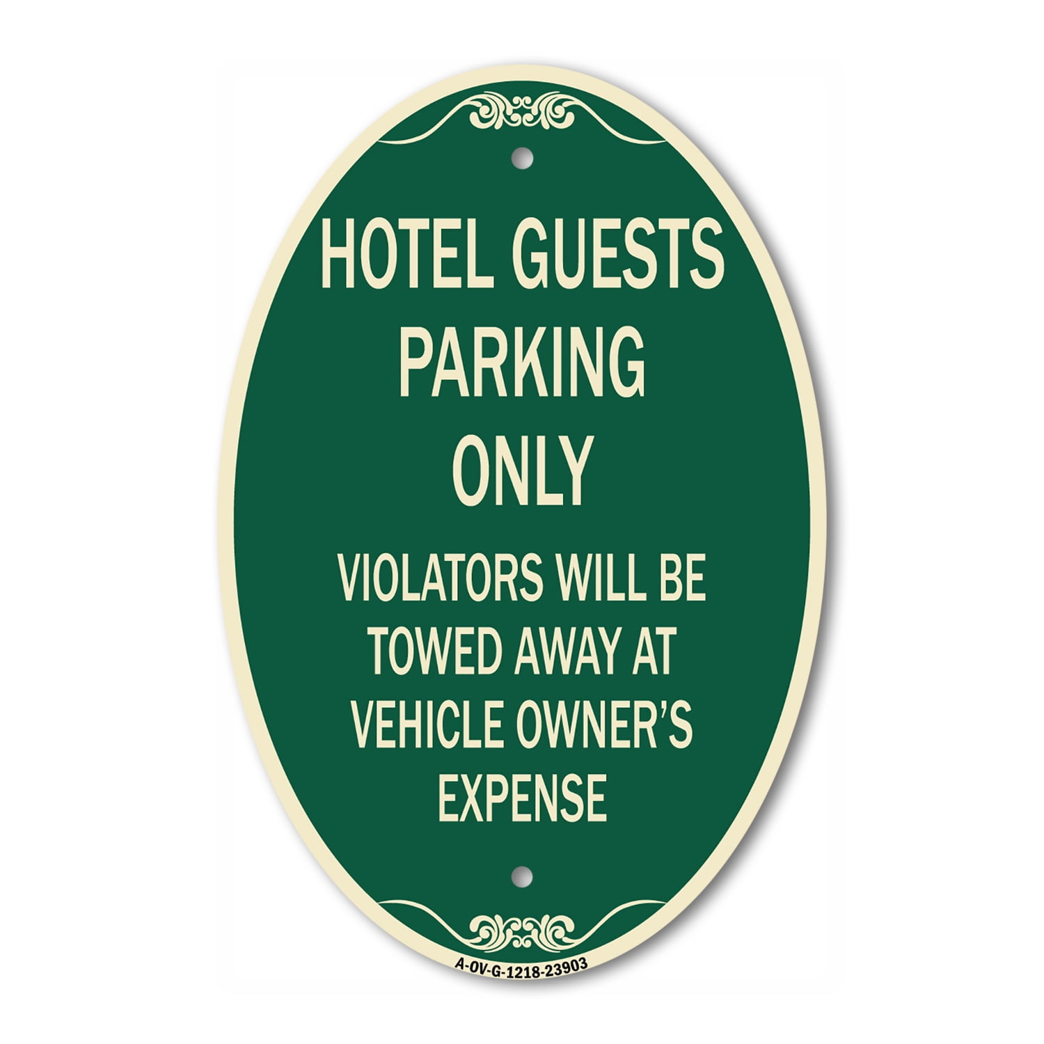 SignMission Designer Oval Series Sign - Hotel Guests Parking Only ...