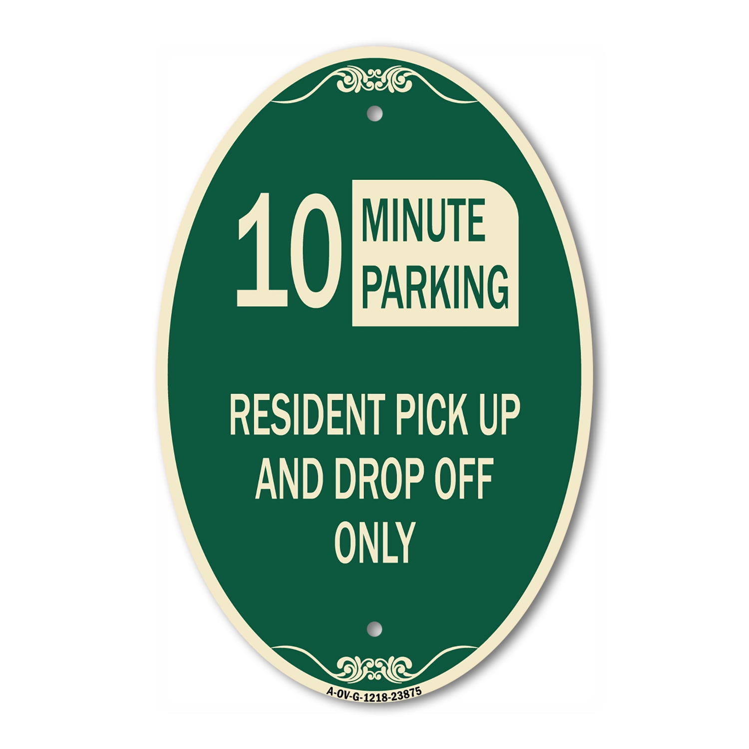 SignMission Designer Oval Series Sign - Minute Parking Sign Resident ...