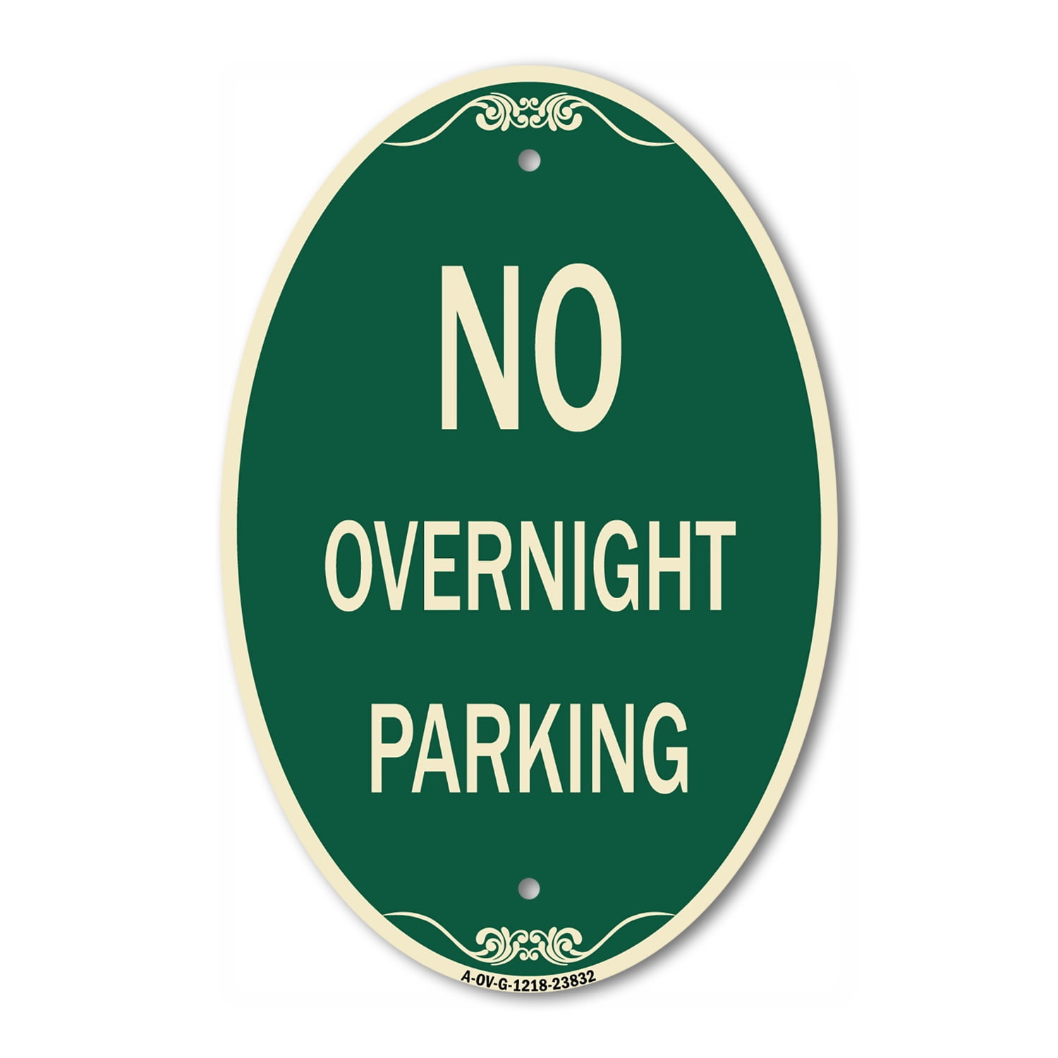 SignMission Designer Oval Series Sign - No Overnight Parking Sign ...