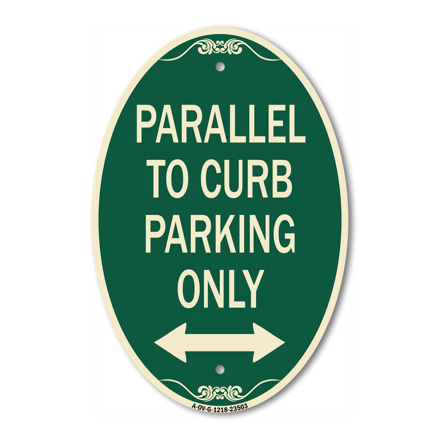 SignMission Designer Oval Series Sign - Parallel to Curb Parking Only ...