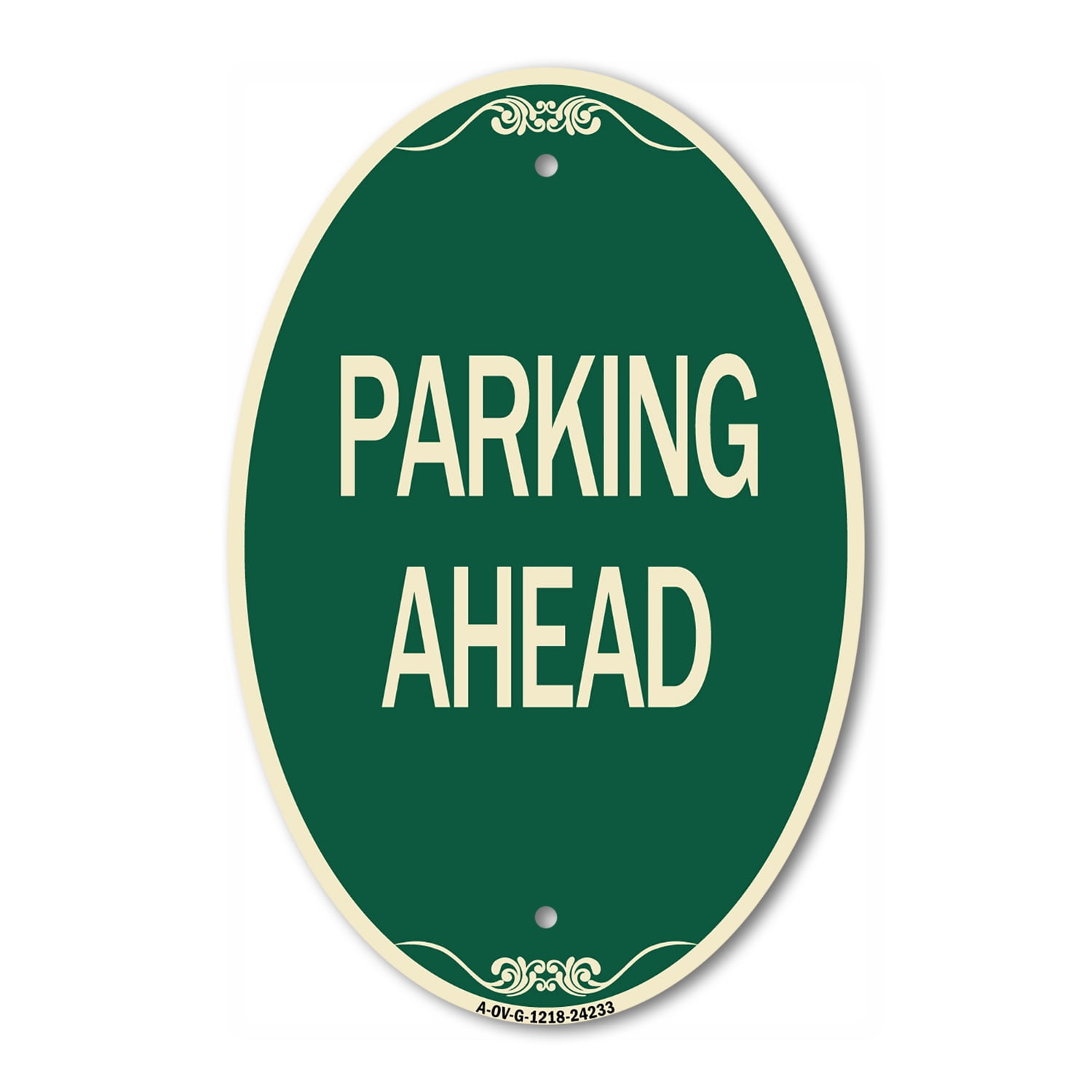 SignMission Designer Oval Series Sign - Parking Ahead | Green & Tan 12 ...
