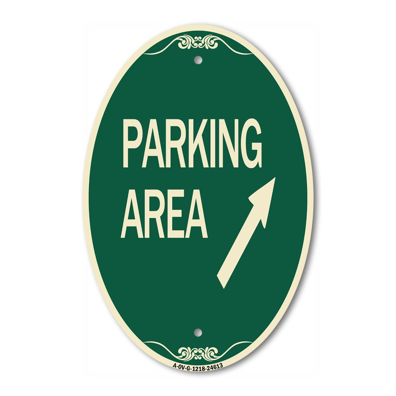 SignMission Designer Oval Series Sign - Parking Area (Up Right Arrow ...