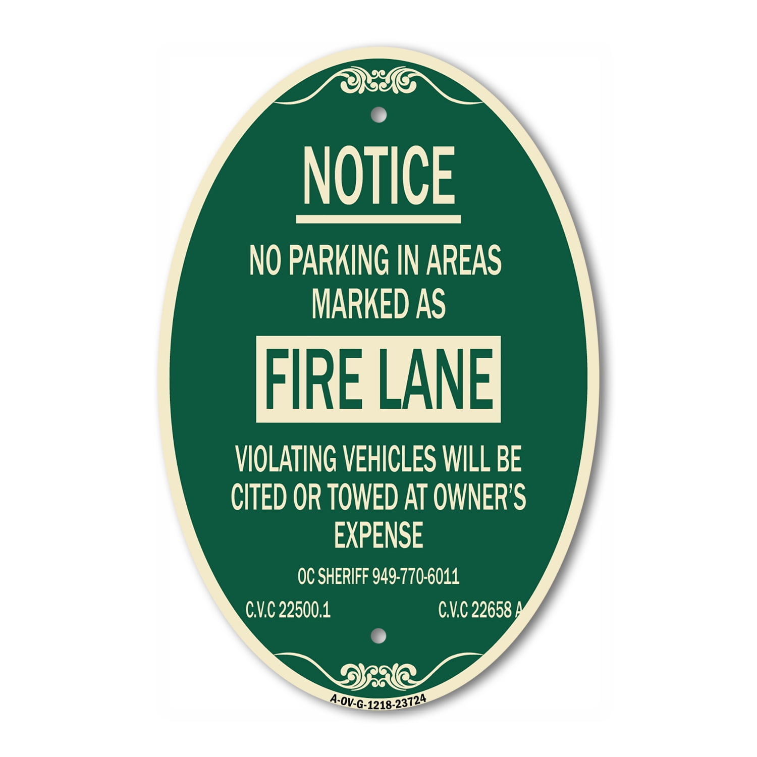 SignMission Designer Oval Series Sign - No Parking in Areas Marked as ...