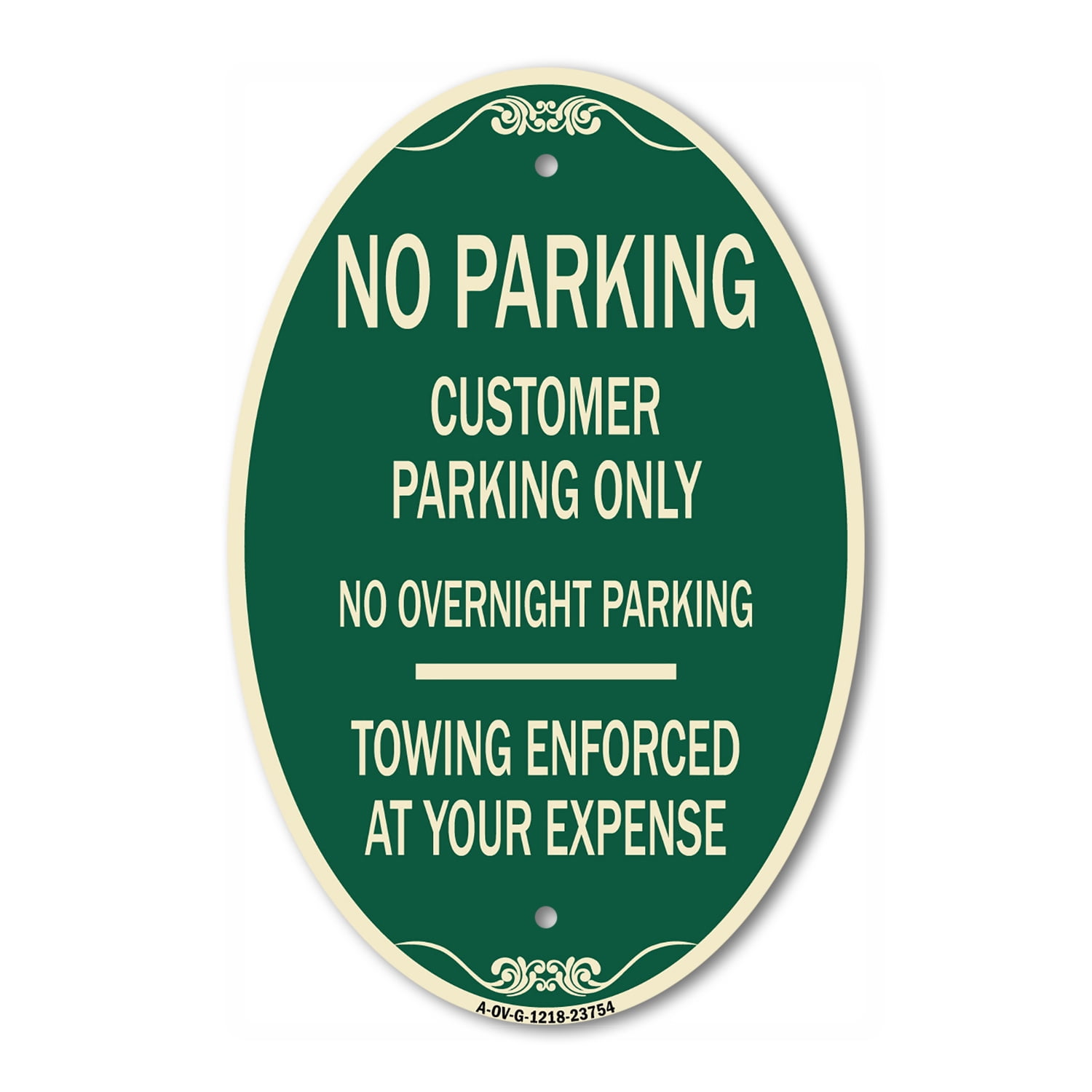 SignMission Designer Oval Series Sign - No Parking Customer Parking ...