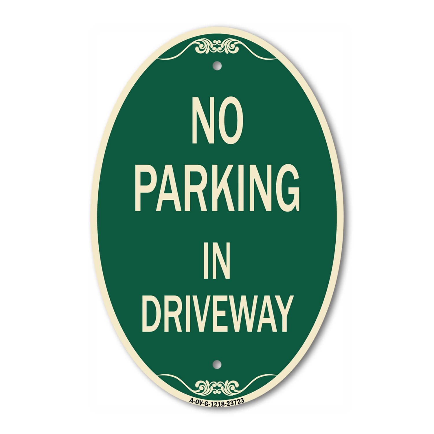 SignMission Designer Oval Series Sign - No Parking in Driveway | Green ...