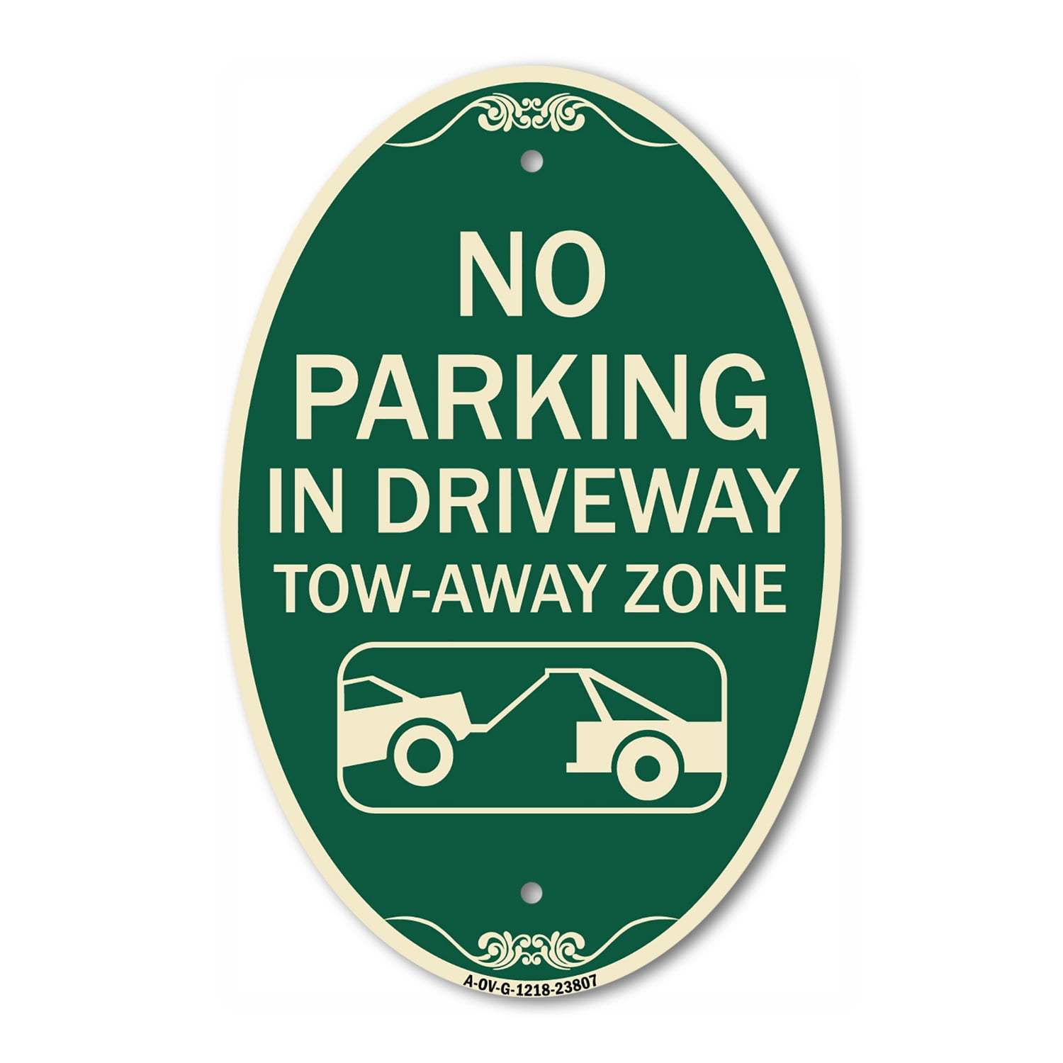 SignMission Designer Oval Series Sign - No Parking - in Driveway Tow ...