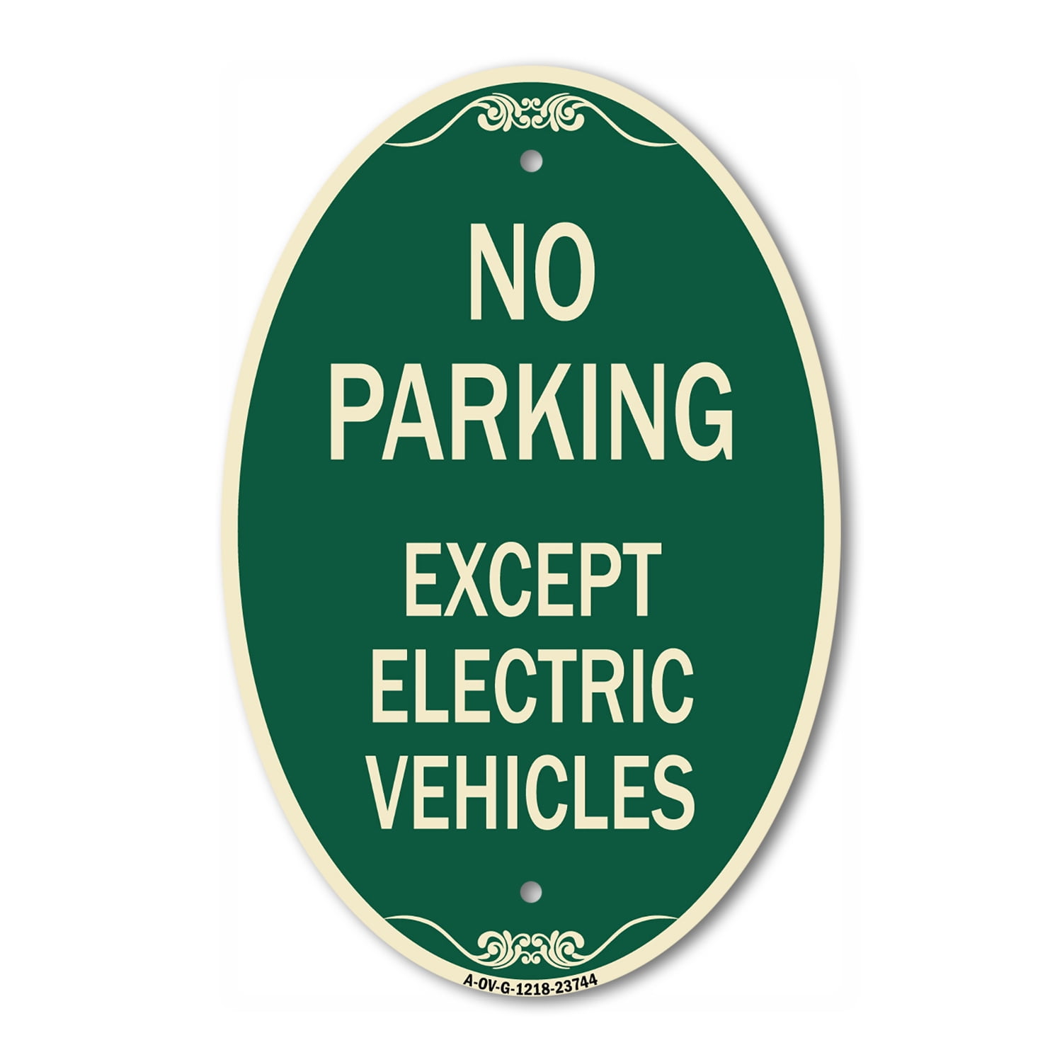 SignMission Designer Oval Series Sign - No Parking Except Electric ...