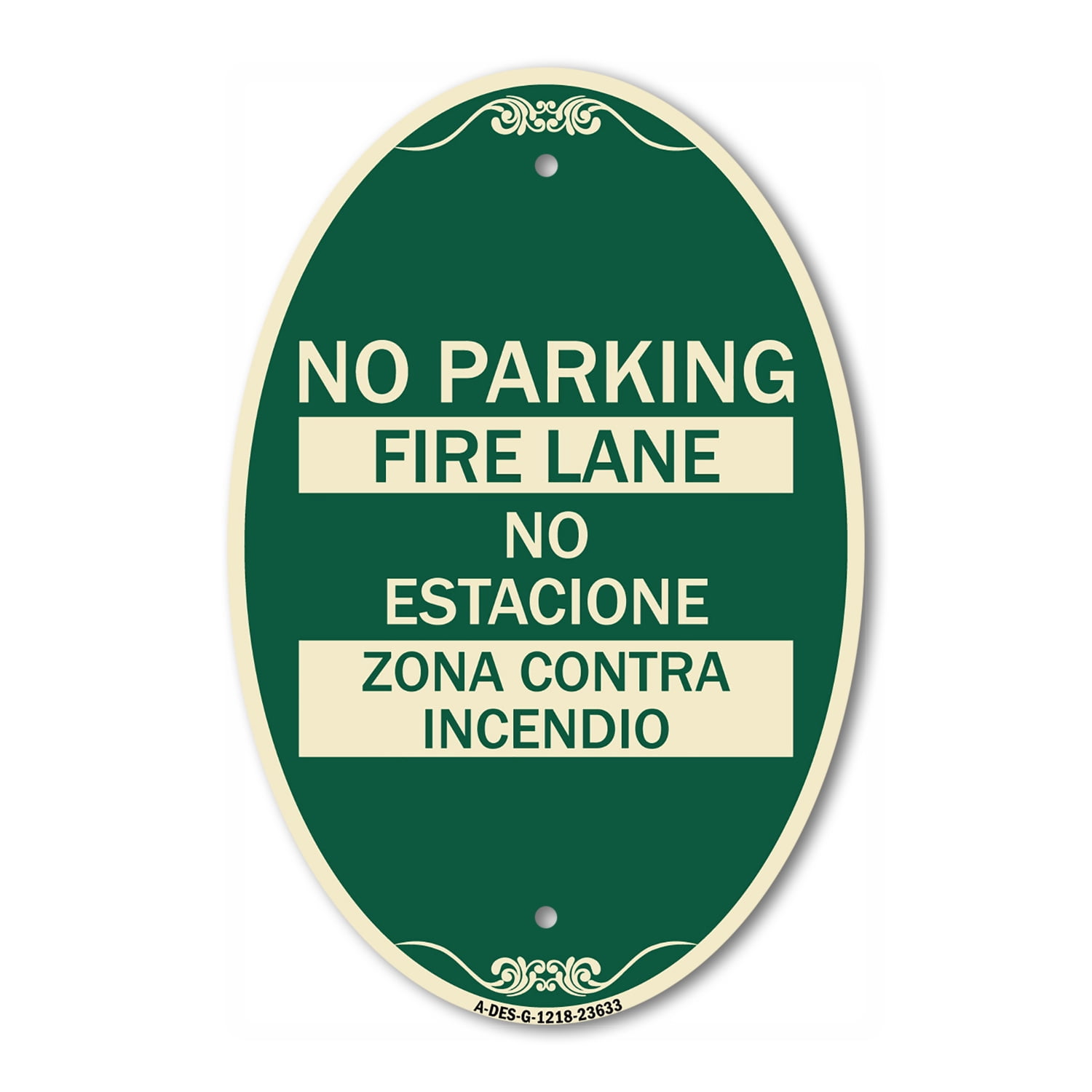 SignMission Designer Oval Series Sign - No Parking - Fire Lane - No ...