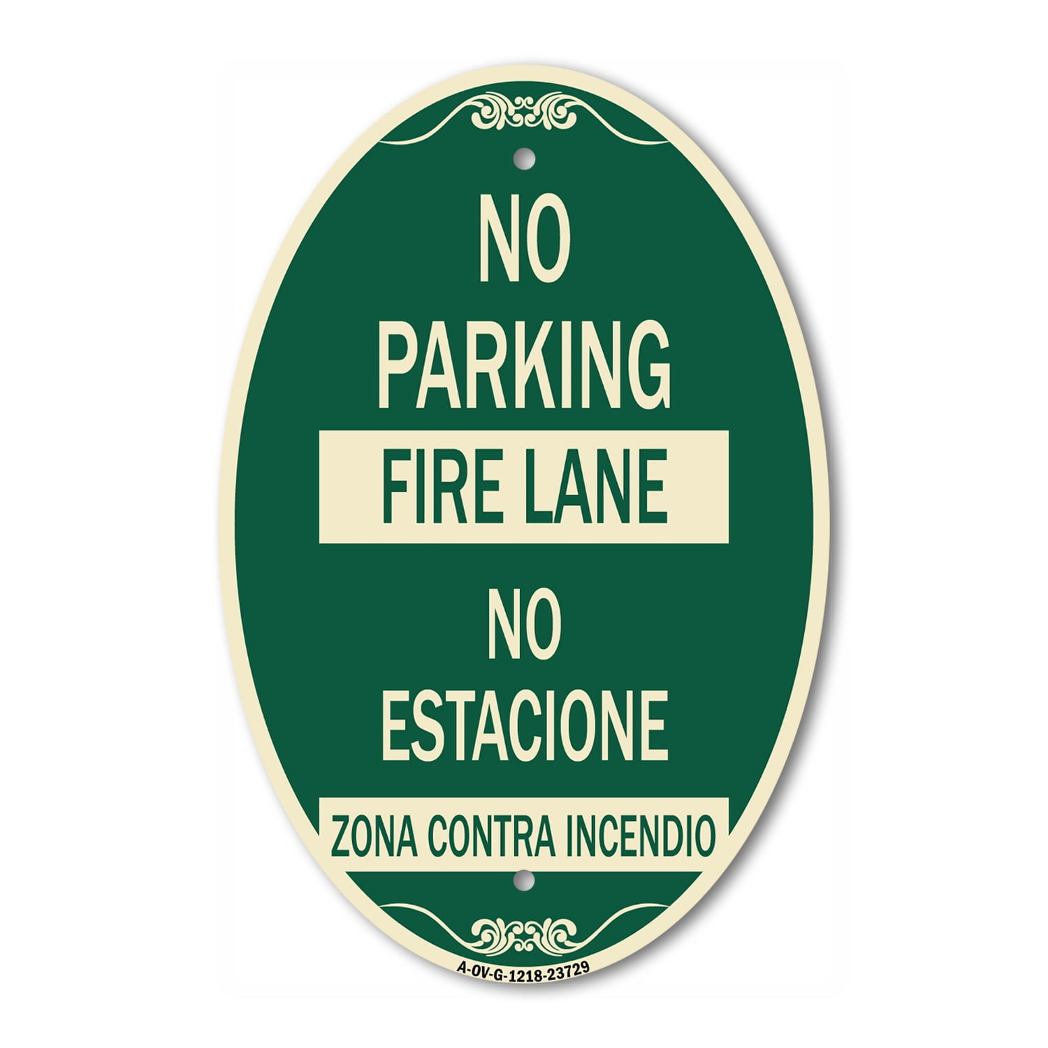 SignMission Designer Oval Series Sign - No Parking Fire Lane - No ...