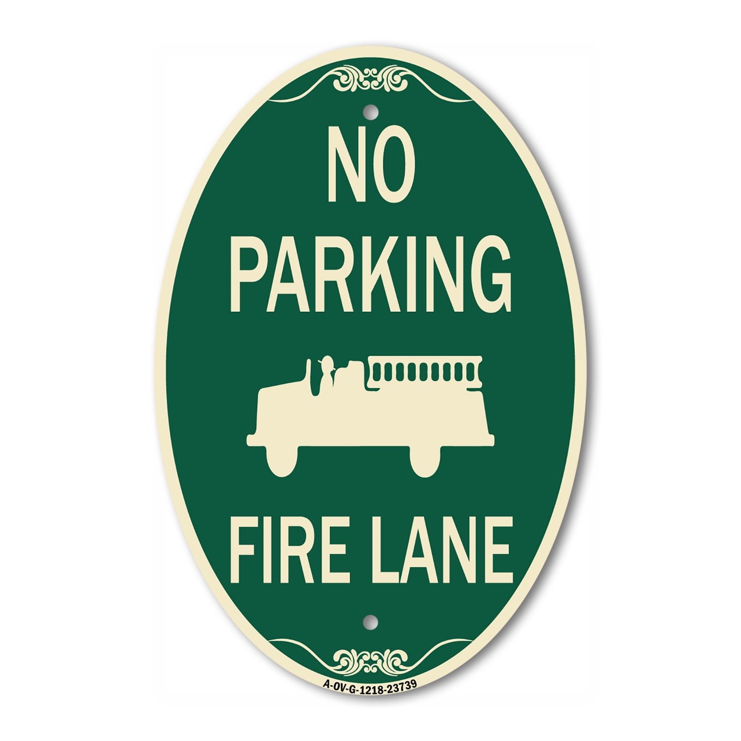 SignMission Designer Oval Series Sign - No Parking Fire Lane (Fire ...