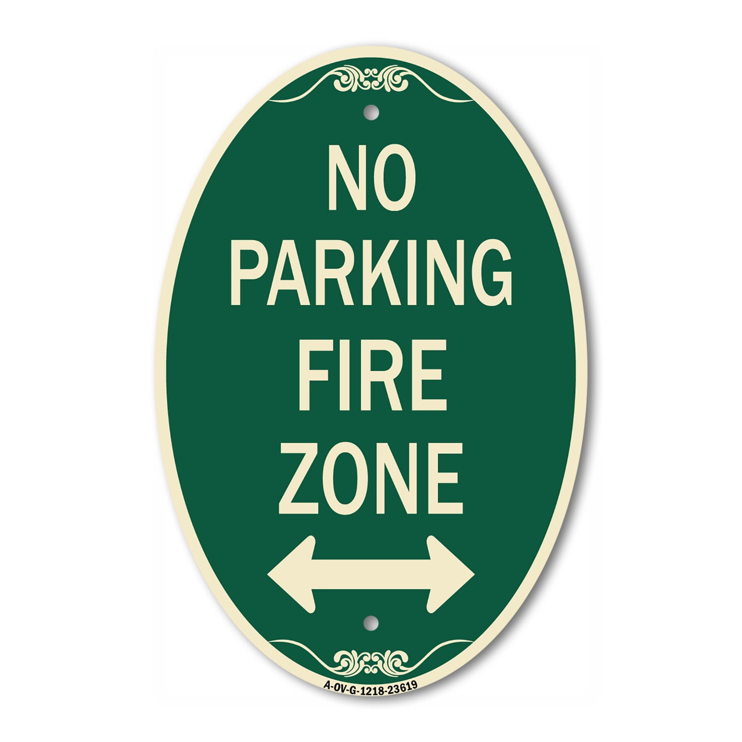 SignMission Designer Oval Series Sign - No Parking Fire Zone with ...