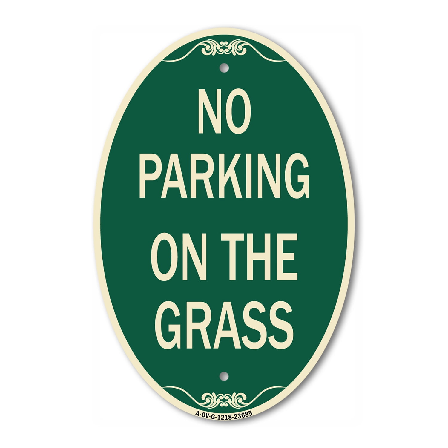 SignMission Designer Oval Series Sign - No Parking on the Grass | Green ...