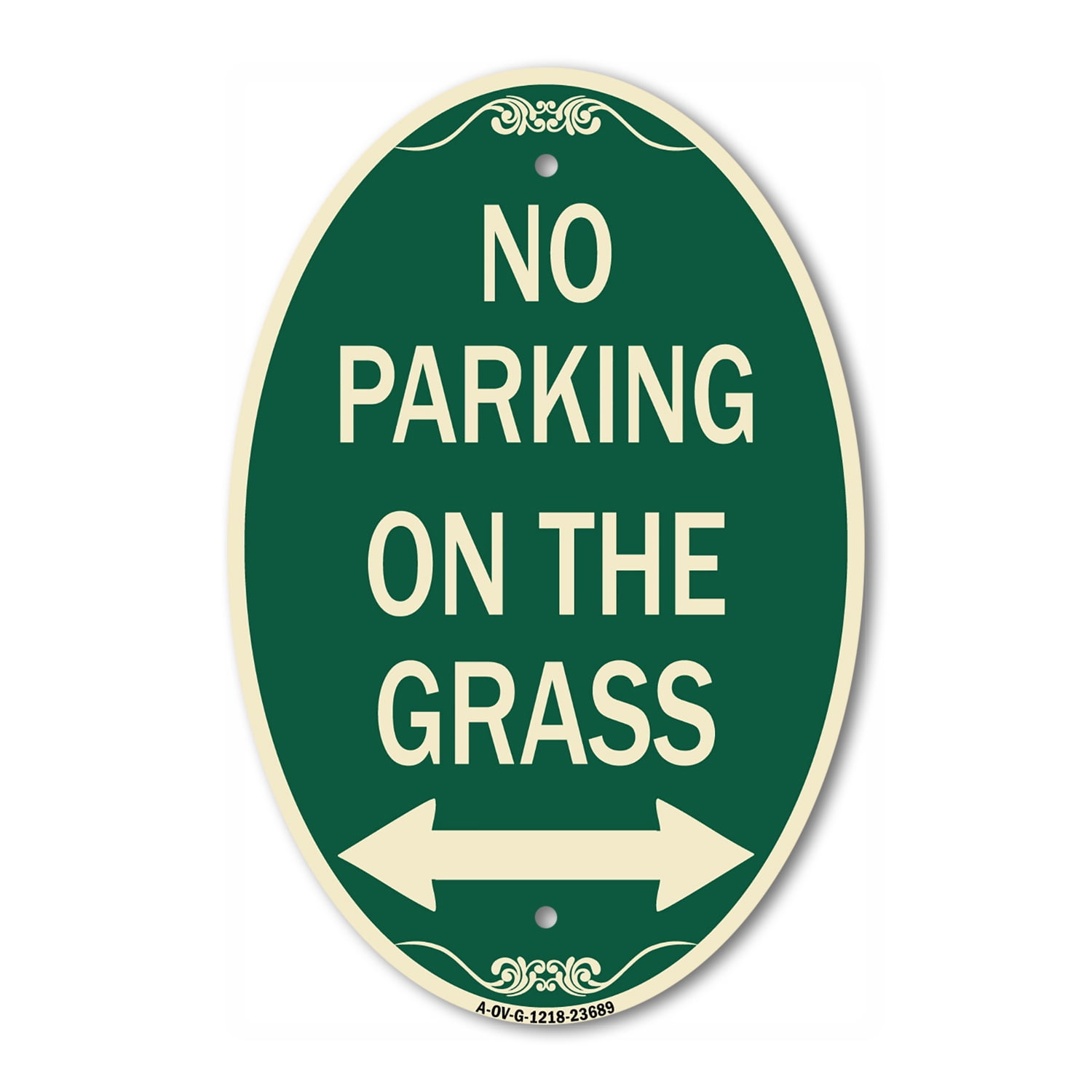 SignMission Designer Oval Series Sign - No Parking on the Grass (With ...
