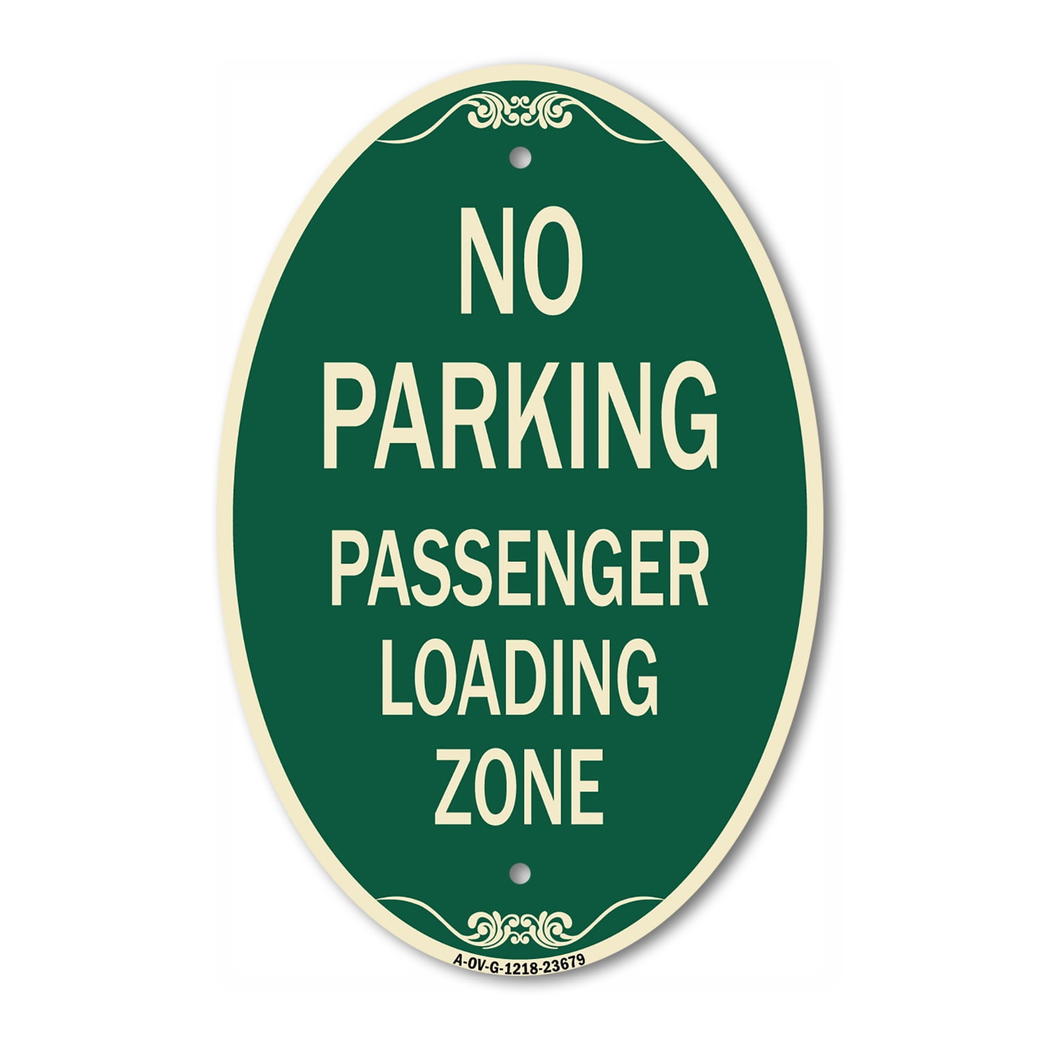 SignMission Designer Oval Series Sign - No Parking Passenger Loading ...