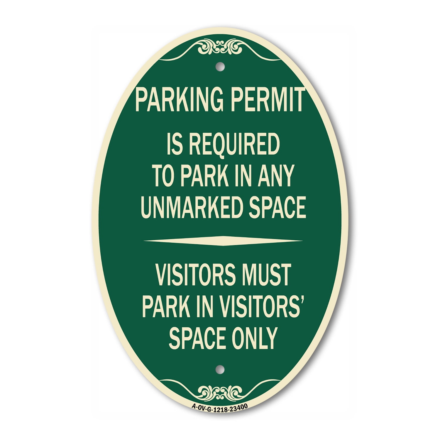 SignMission Designer Oval Series Sign - Parking Permit Is Required to ...