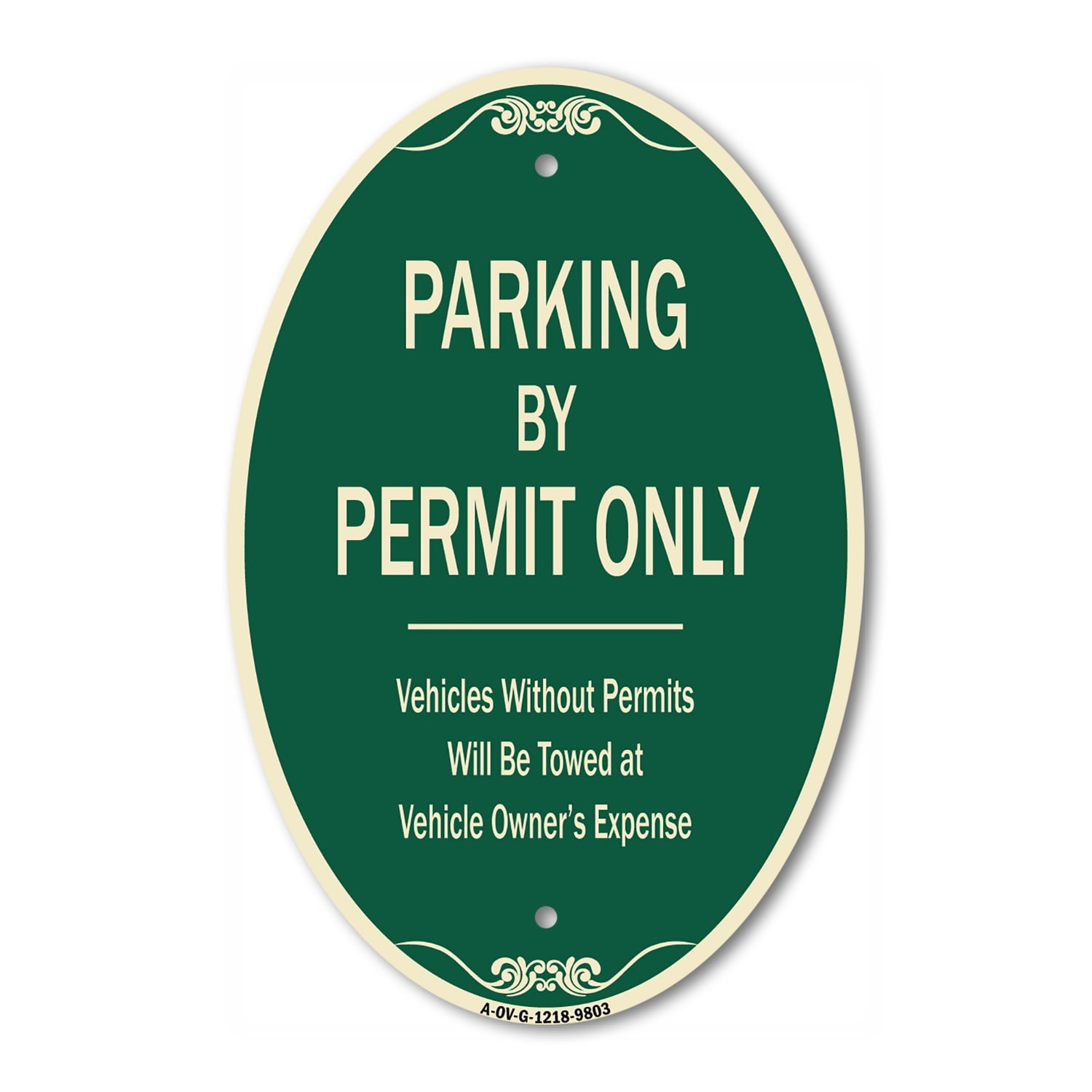 SignMission Designer Oval Series Sign - Parking By Permit Only Vehicles ...