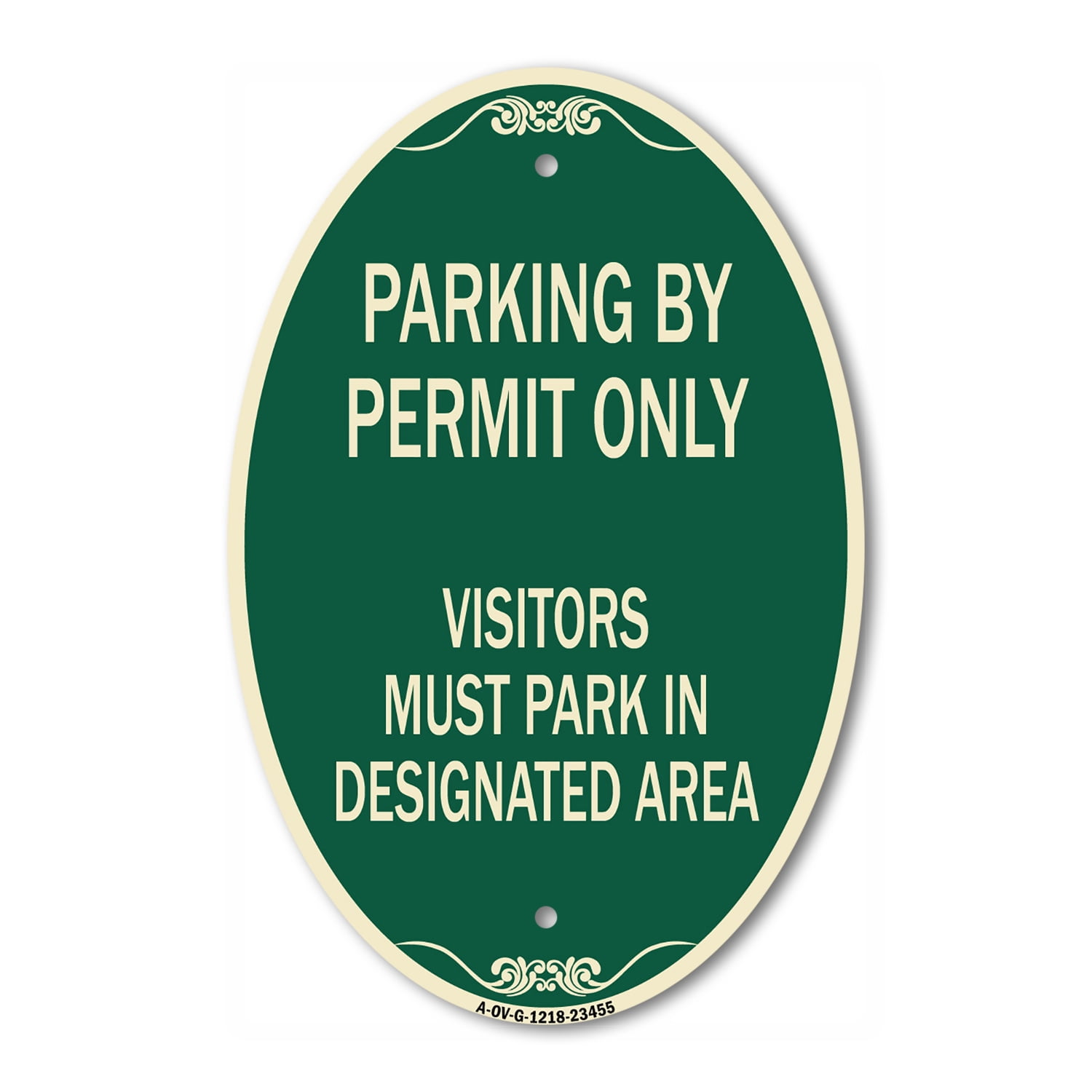 SignMission Designer Oval Series Sign - Parking by Permit Only Visitors ...