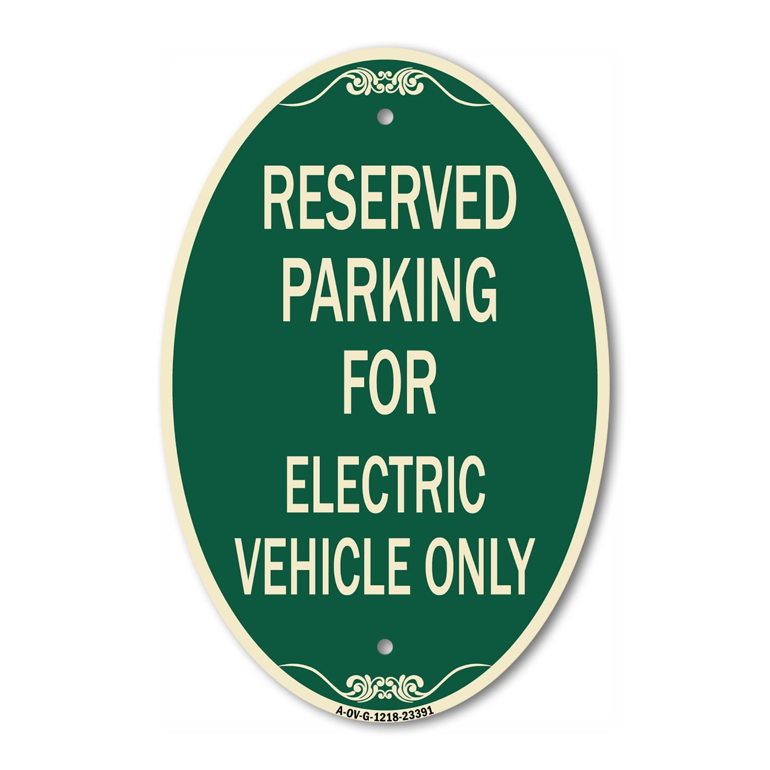 SignMission Designer Oval Series Sign - Parking Reserved for Electric ...