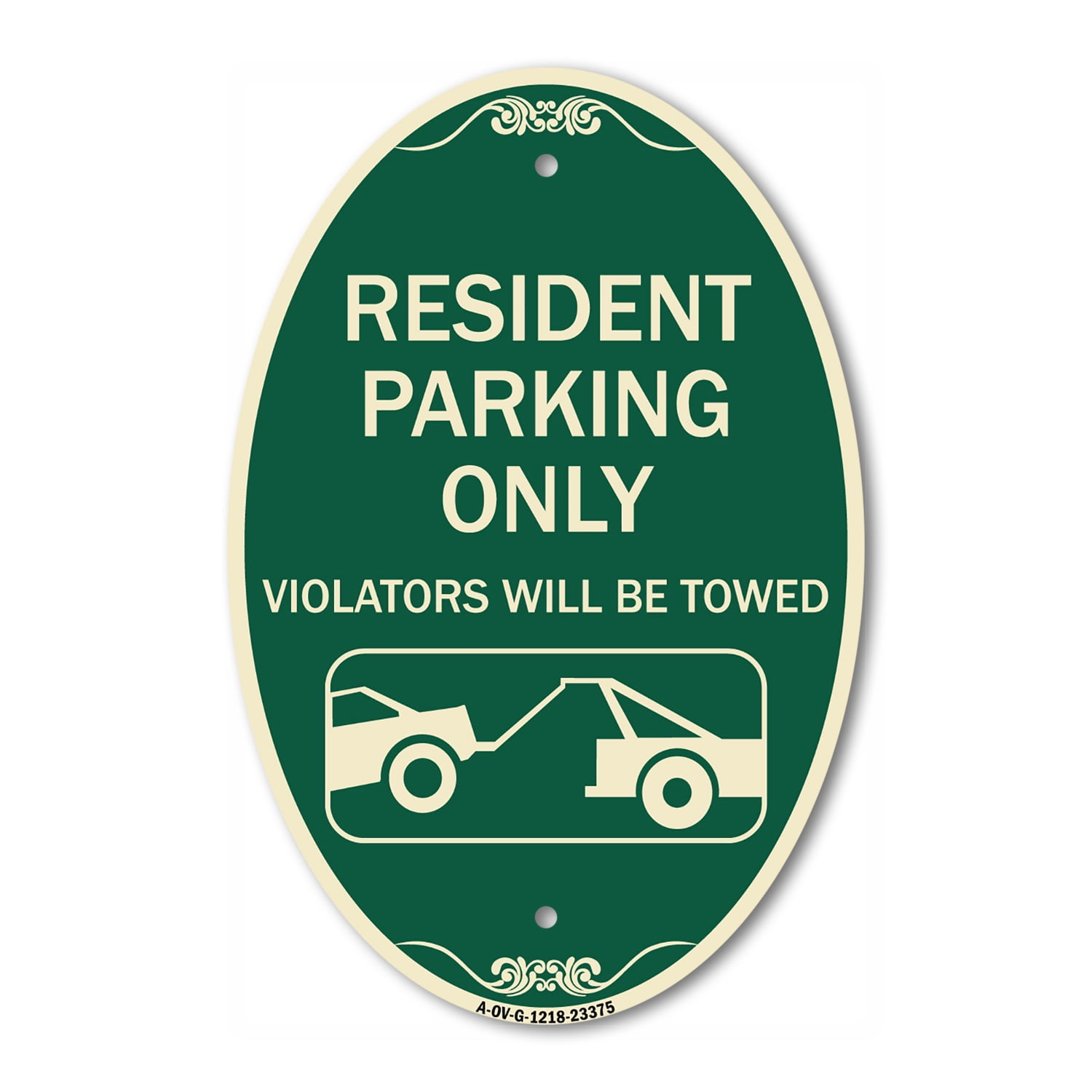SignMission Designer Oval Series Sign - Parking Reserved Towing Sign ...