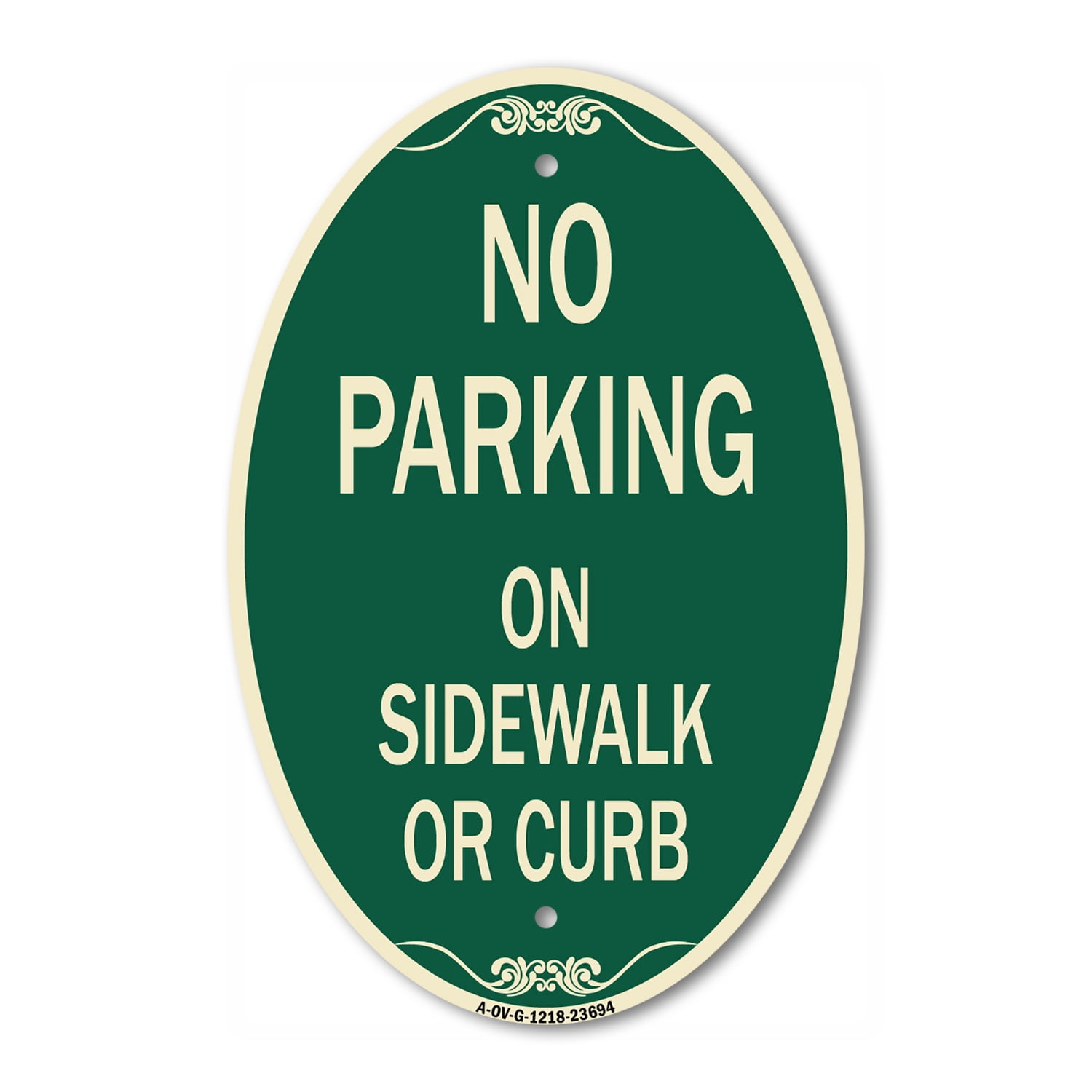 SignMission Designer Oval Series Sign - No Parking on Sidewalk or Curb ...
