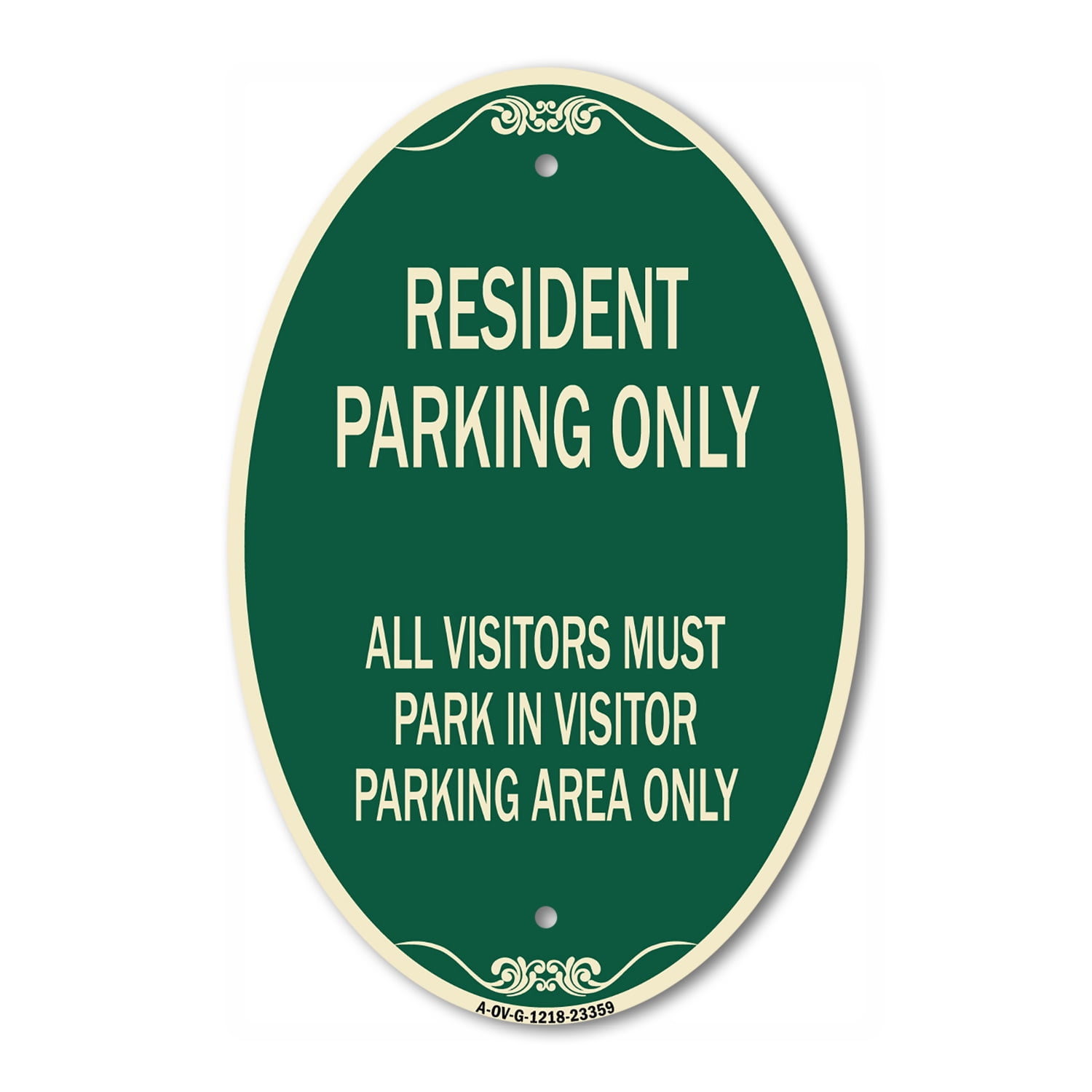 SignMission Designer Oval Series Sign - Parking Sign Resident Parking ...