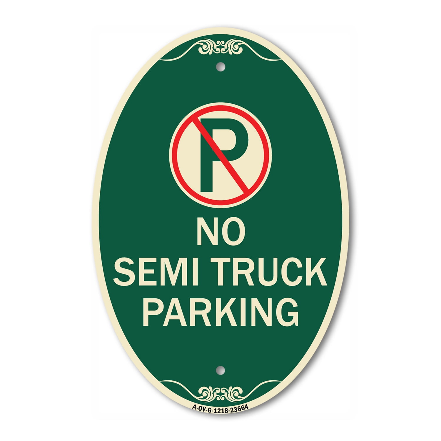 SignMission Designer Oval Series Sign - No Parking Sign No Semi Truck ...